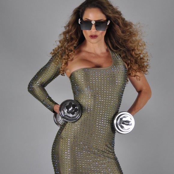 Hot Miami Styles | Dresses | Like New Shiny Metallic Olive Green Wow ...